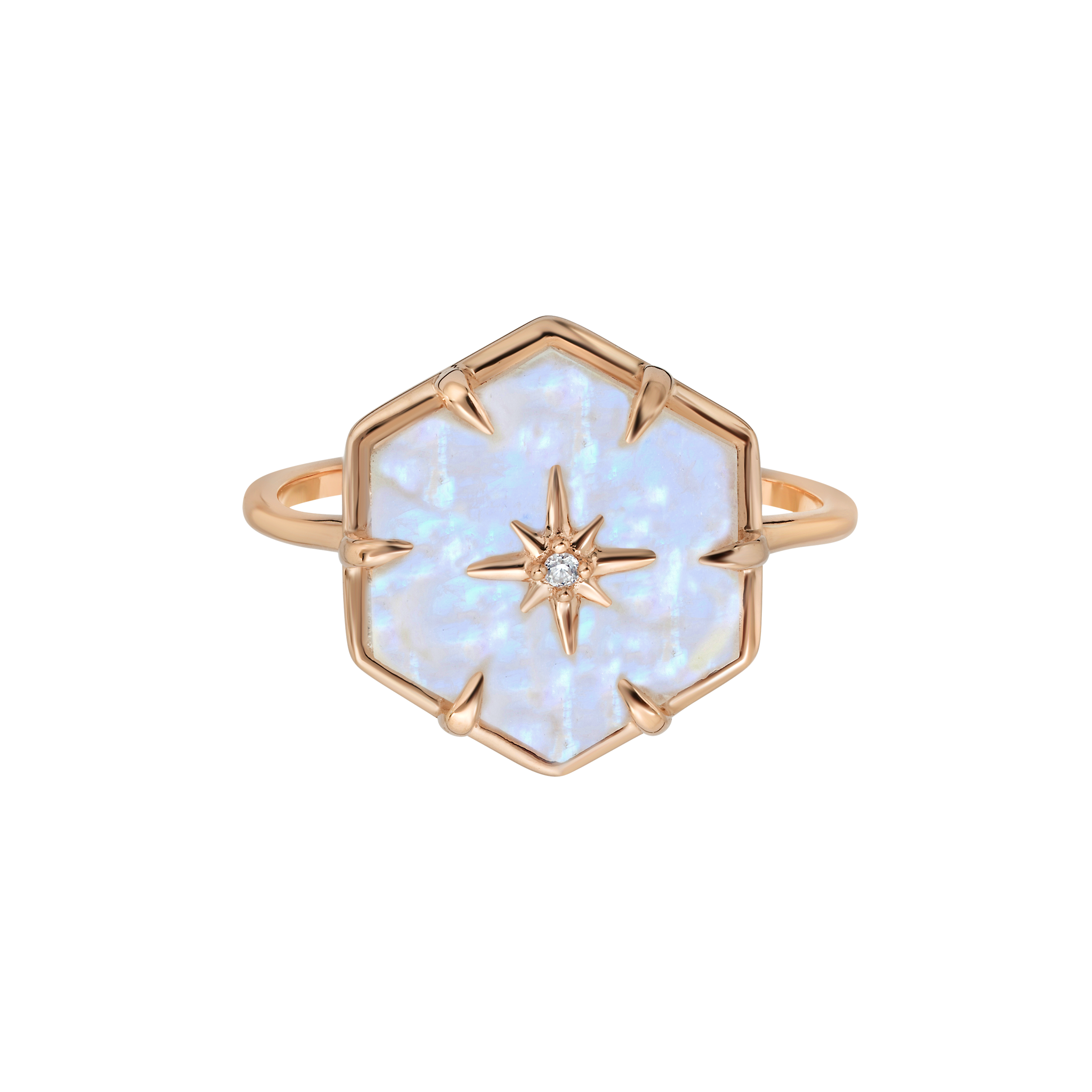 Rose Gold Rainbow Moonstone Cocktail Ring | La Kaiser Rose Gold Rainbow Moonstone Cocktail Ring | La Kaiser