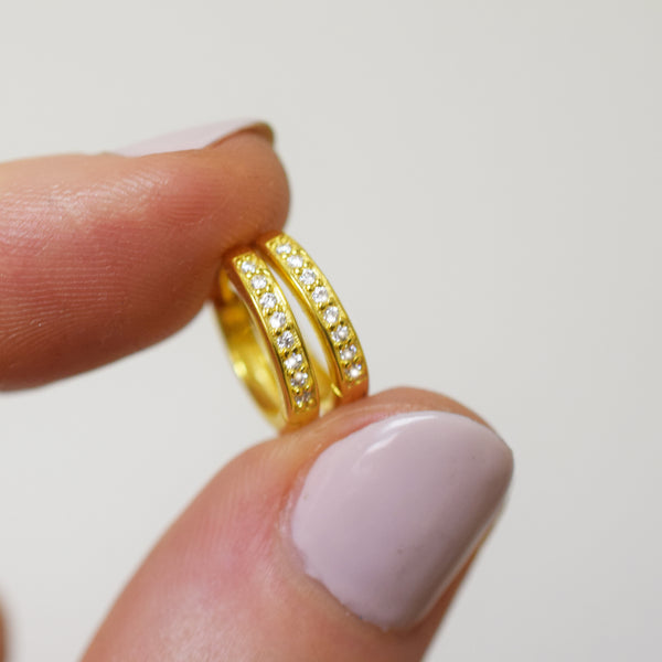 18kt Gold Mini Diamond QT Hoops for Sale | La Kaiser