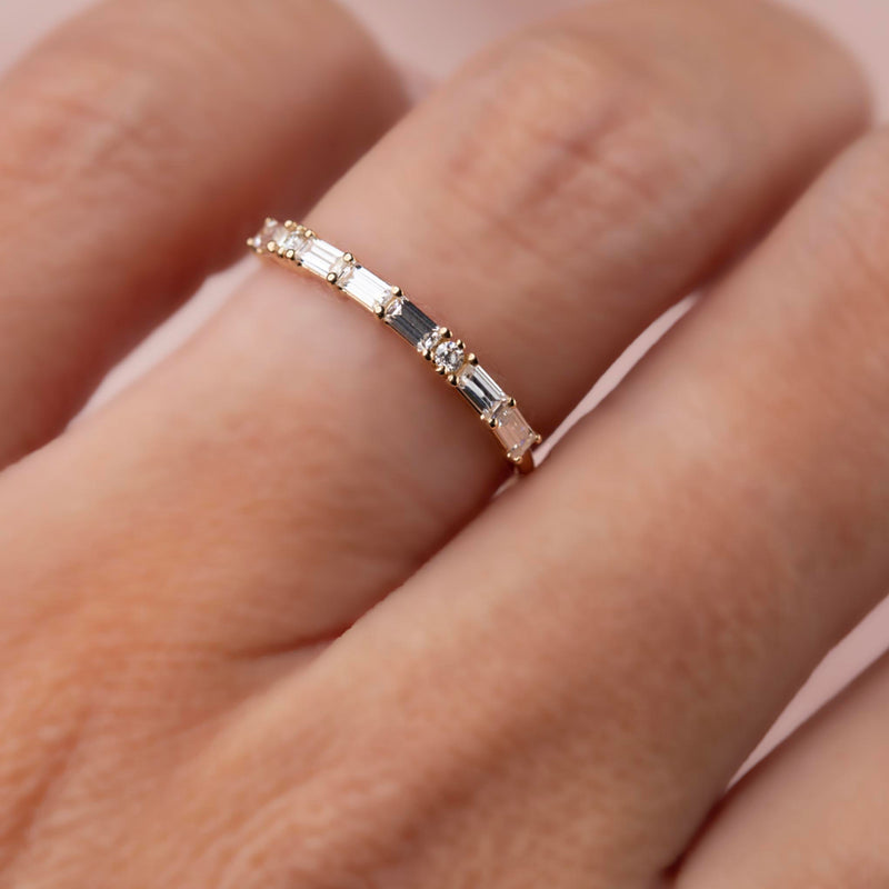 14kt Gold Moissanite “Mama” Ring in Morse Code - La Kaiser
